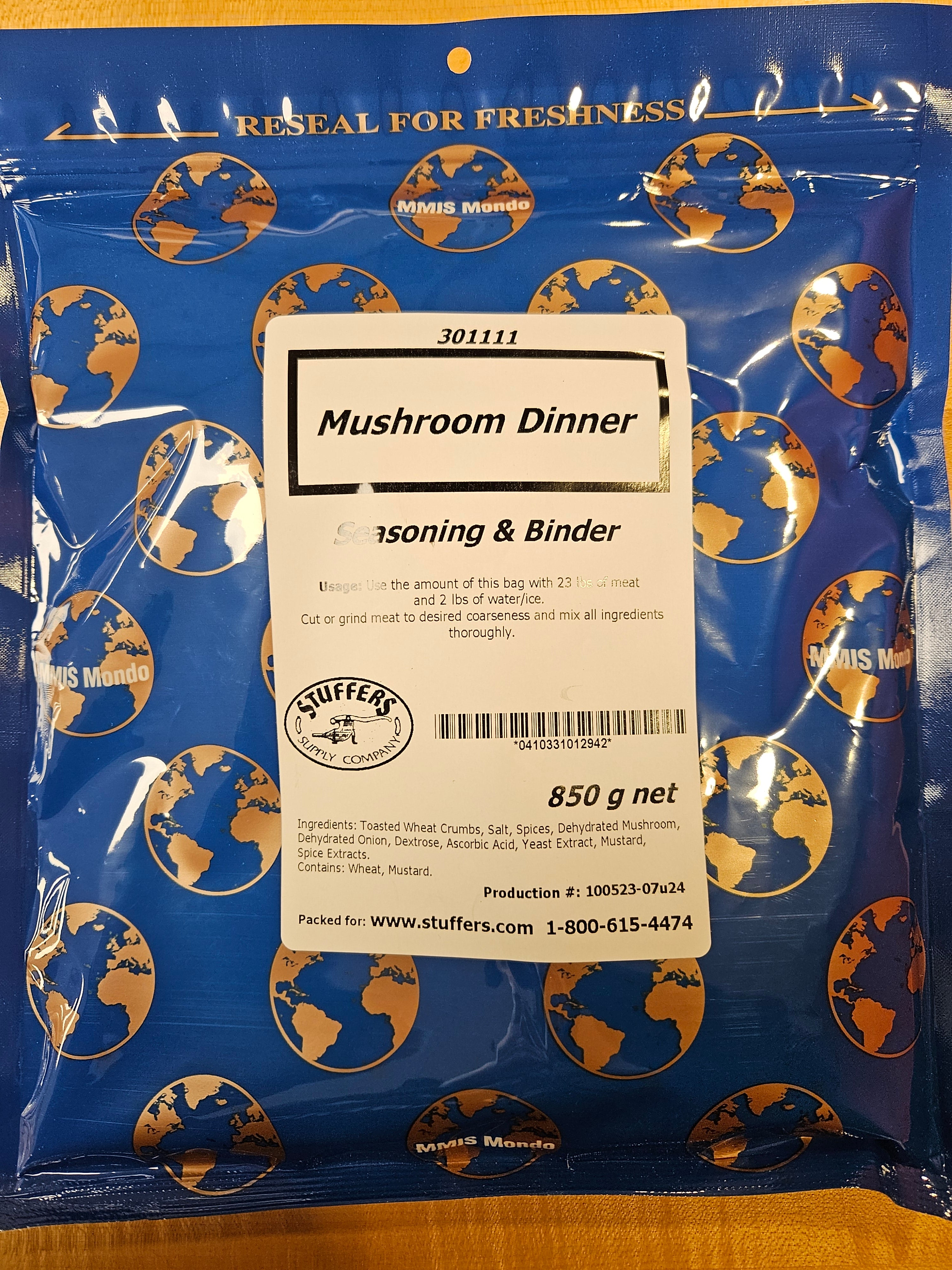MUSHROOM DINNER SAUSAGE SEASONING & BINDER 850g 20/case – Stuffers ...